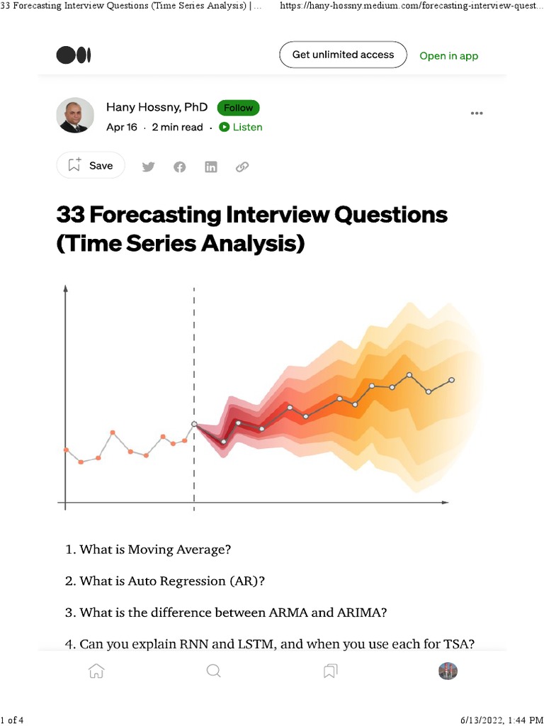 33 Forecasting Interview Questions (Time Series Analysis) | PDF 33 Forecasting Interview Questions (Time Series Analysis) | PDF
