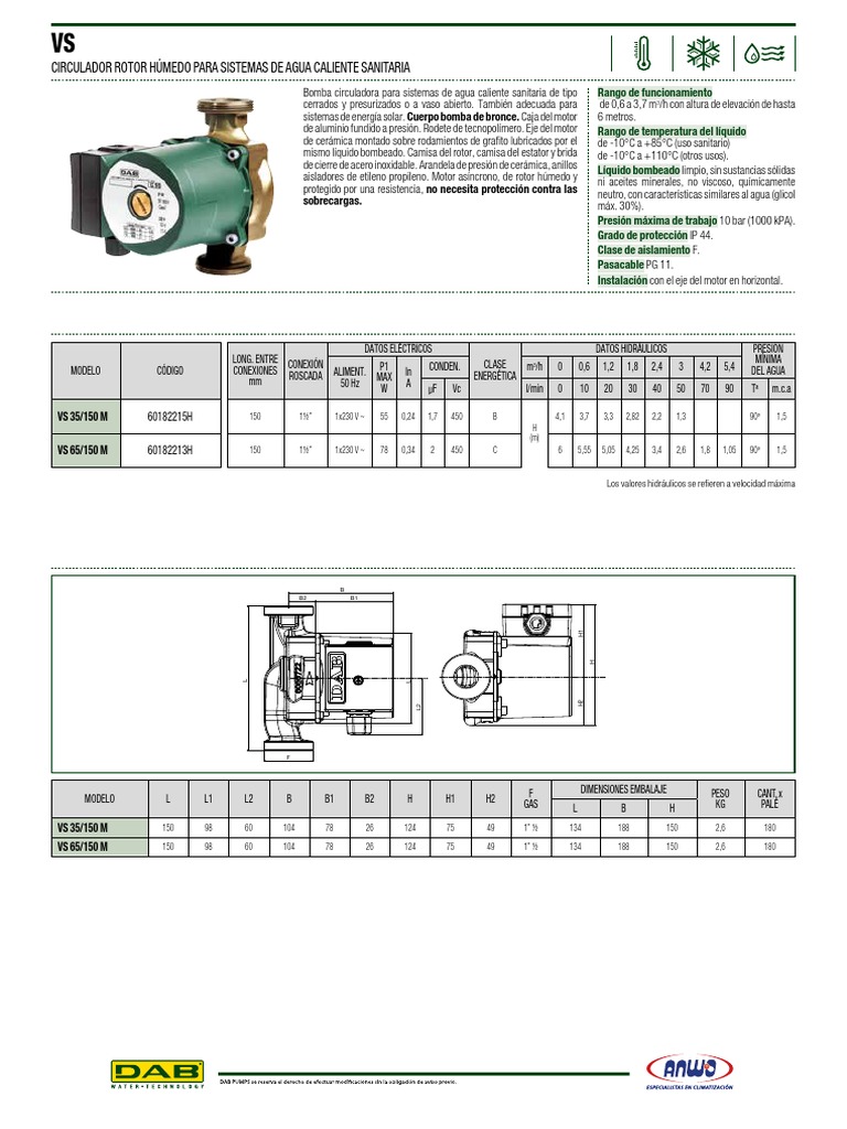 Ficha Tecnica Bombas Vs | PDF | Agua