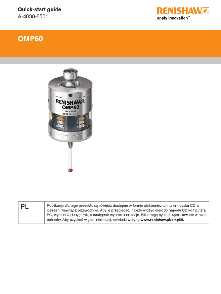 Instrukcja Obsługi Sonda Renishaw OMP60 | PDF