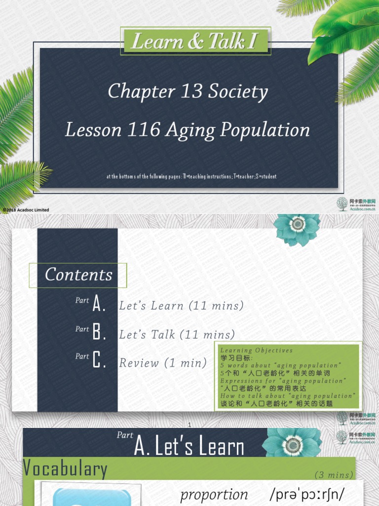 Lesson 116 Aging Population | PDF | Vocabulary | Applied Linguistics