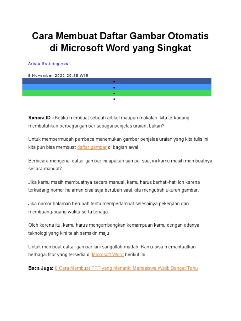 Cara Otomatis Daftar Gambar di Word | PDF