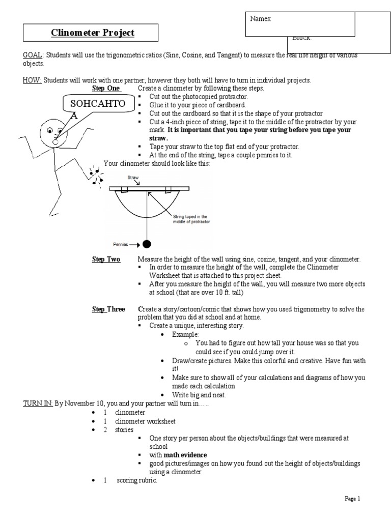 Clinometer Project - Long | PDF | Trigonometric Functions | Trigonometry