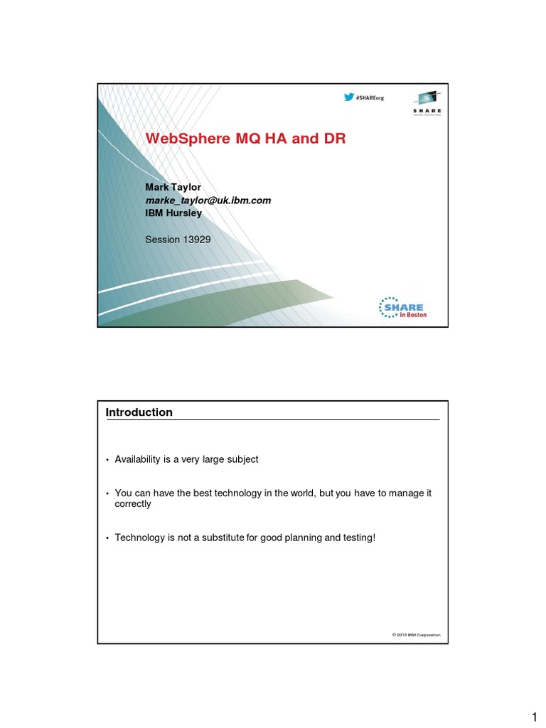 2000 - WMQ Ha DR | PDF | Replication (Computing) | Backup