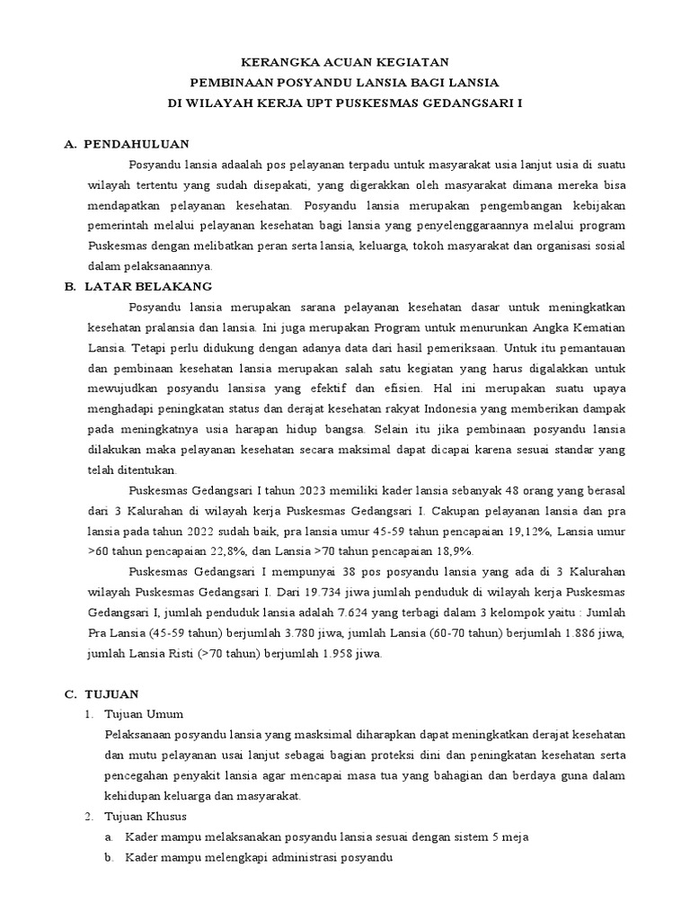 Kak Pembinaan Posyandu Lansia | PDF