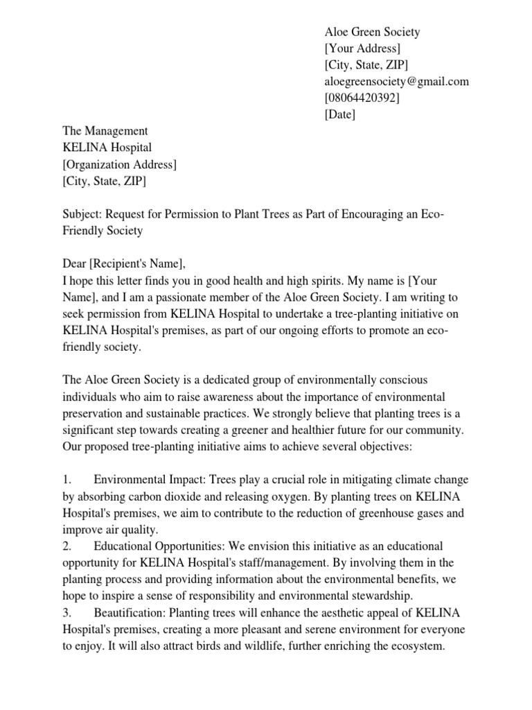 Request Letter PDF | PDF | Ecology | Sustainability