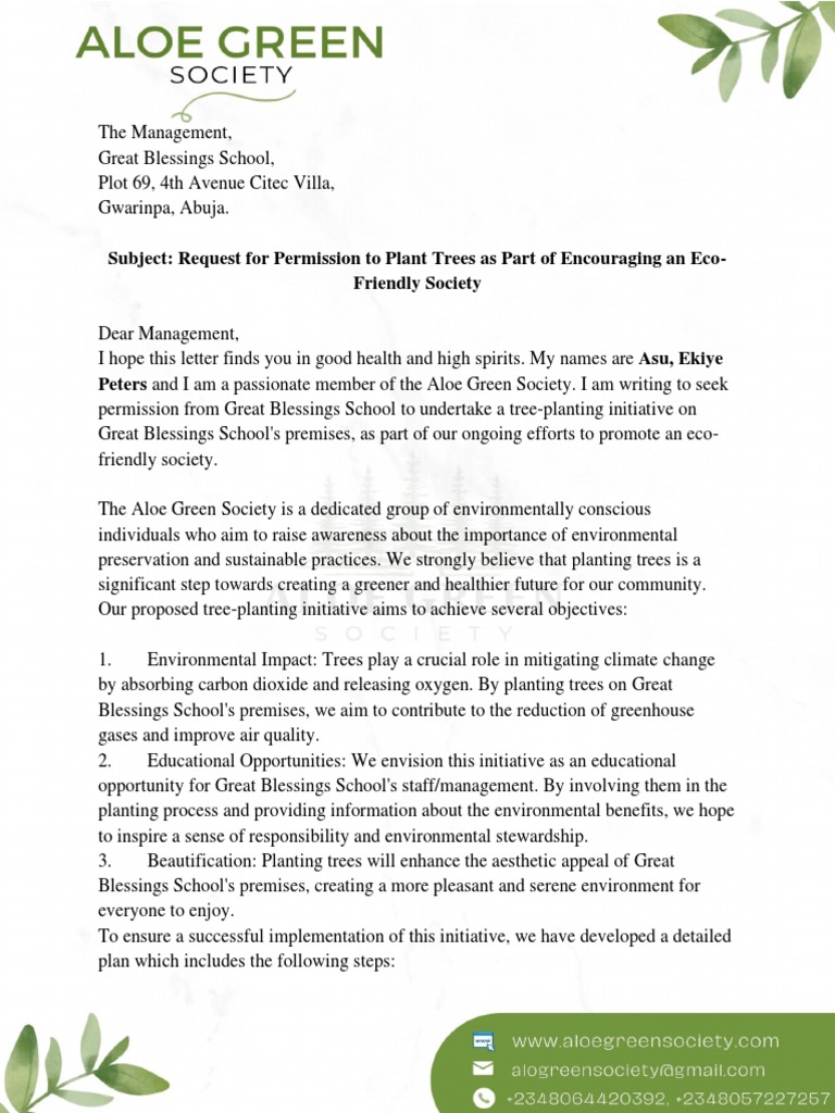 REQUEST LETTER Great Blessings | PDF | Natural Environment | Environment
