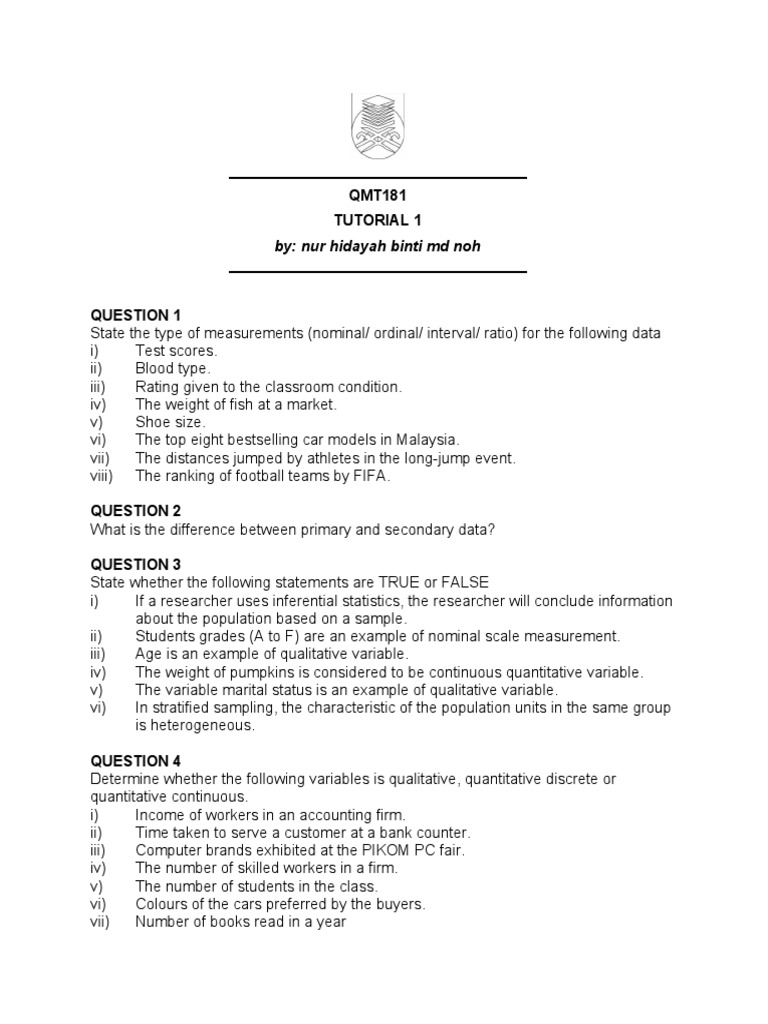 Tutorial 1 Chapter 1 | PDF