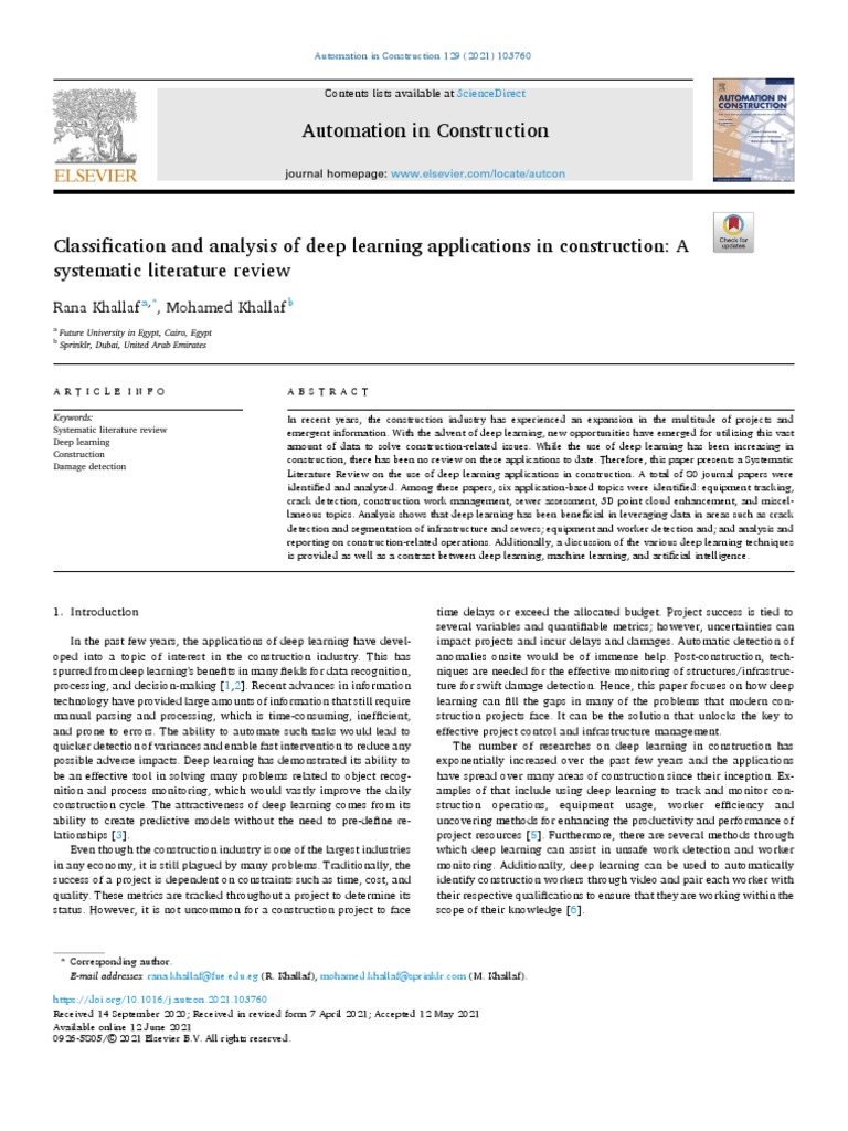 Deep Learning in Construction Review | PDF | Machine Learning | Deep ...