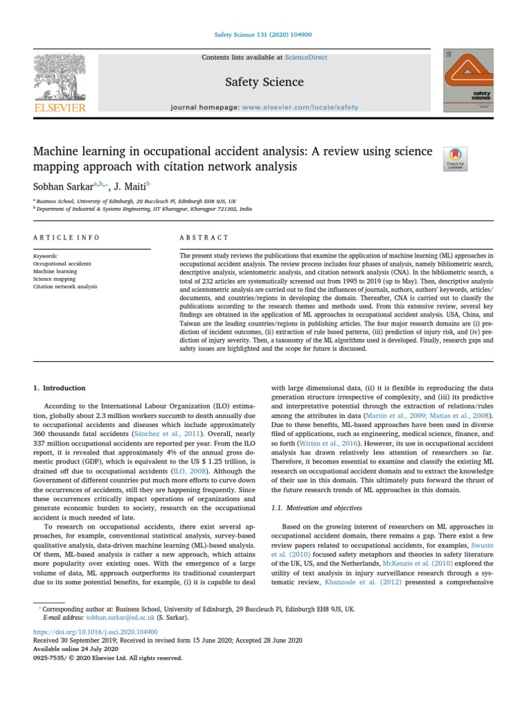 Machine Learning in Occupational Accident Analysis A Review Using ...