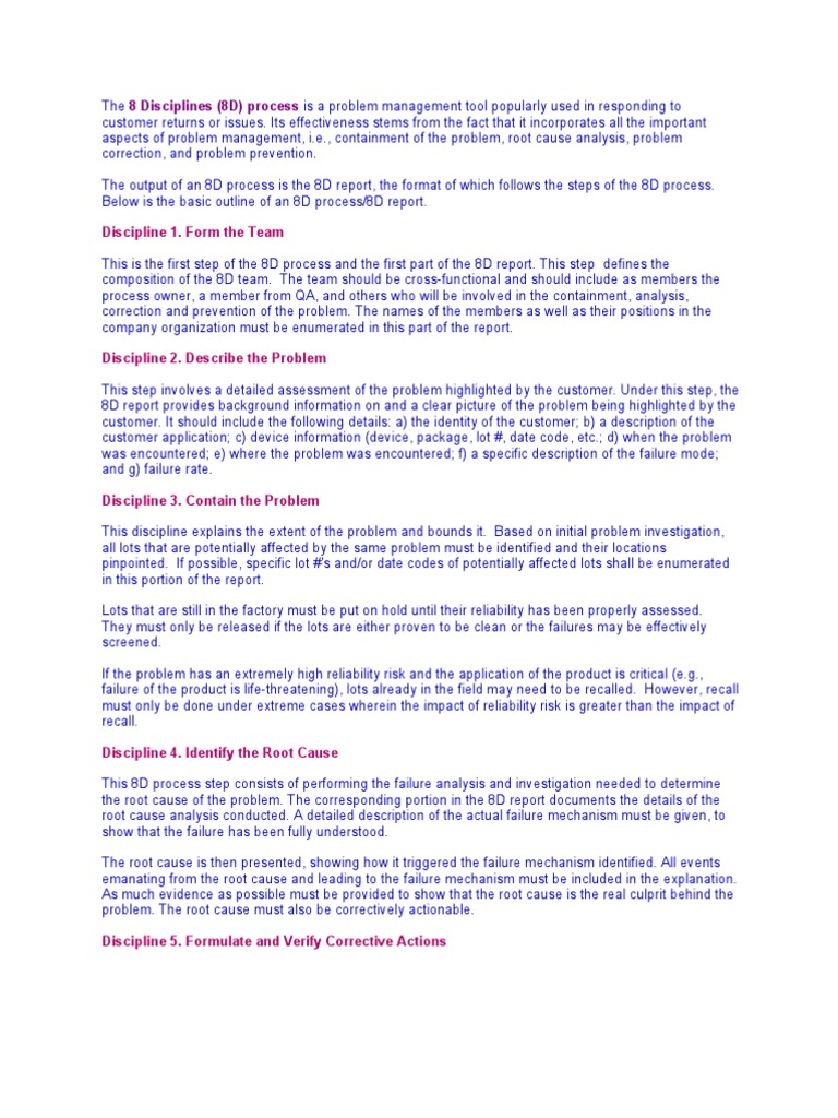 The 8 Disciplines of Problem Solving | PDF | Reliability Engineering ...