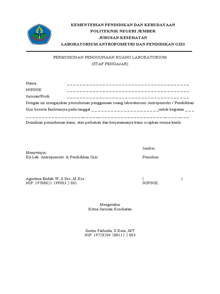 Form Pinjam Ruang Lab. (Staf Pengajar) | PDF