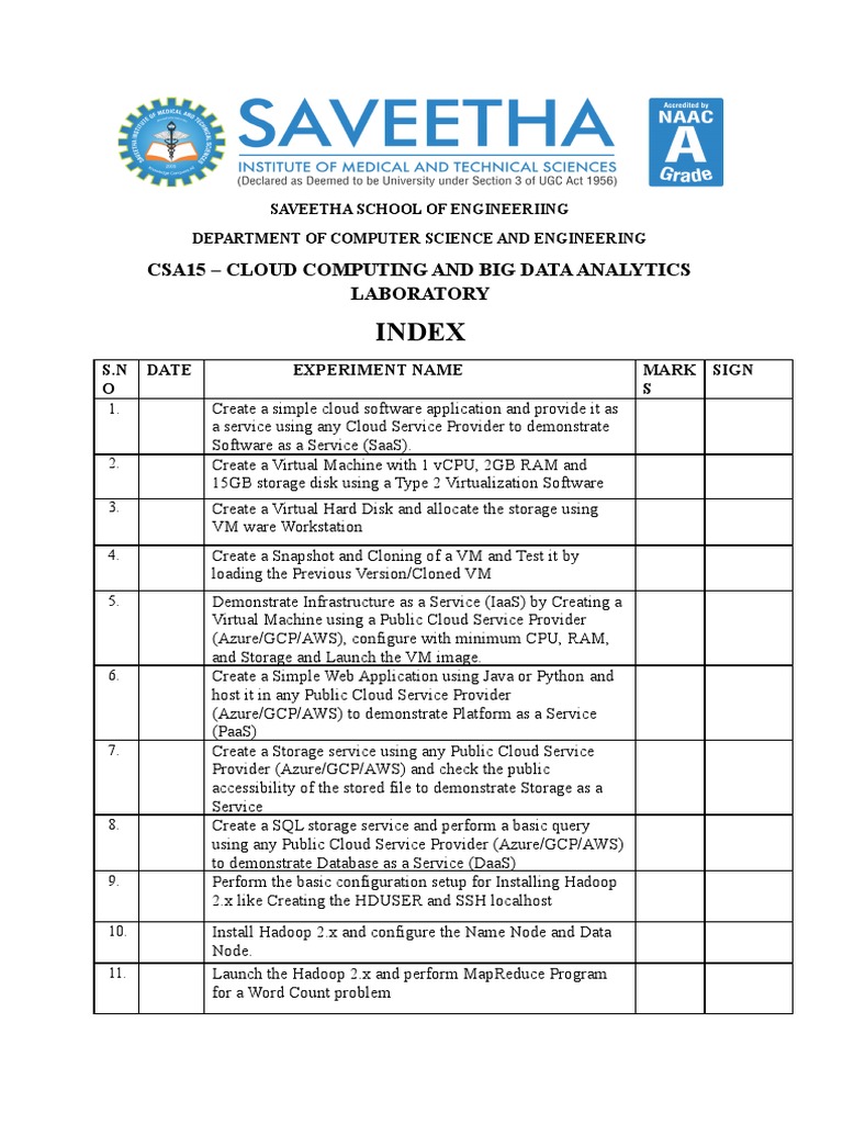 Cloud Computing Lab Experiments Guide | PDF | Cloud Computing ...