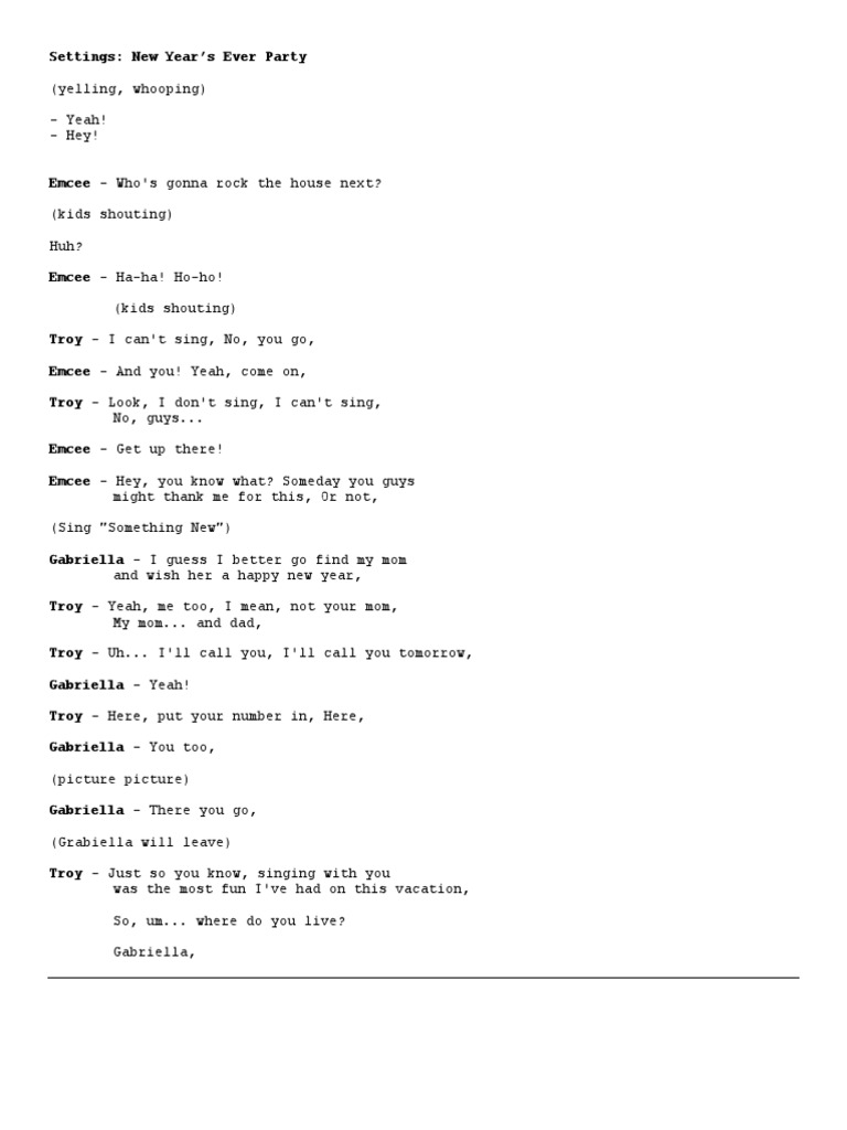 High School Musical Script | PDF | Entertainment | Performing Arts