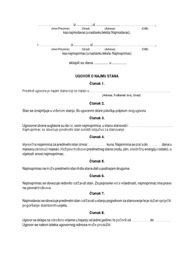 Raskid Ugovora O Najmu Stana. – Primjer kako pravilno napisati raskid ugovora o najmu stana – LPGLU