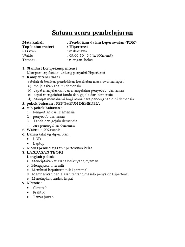 Contoh SAP Keperawatan | PDF