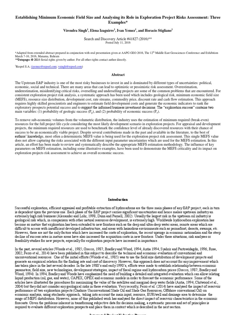 Establishing Minimum Economic Field Size and Analysing Its Role in ...