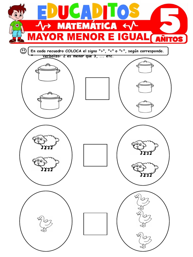 Símbolos Para Mayor Que Menor Que En La Hoja De Trabajo Hojas De