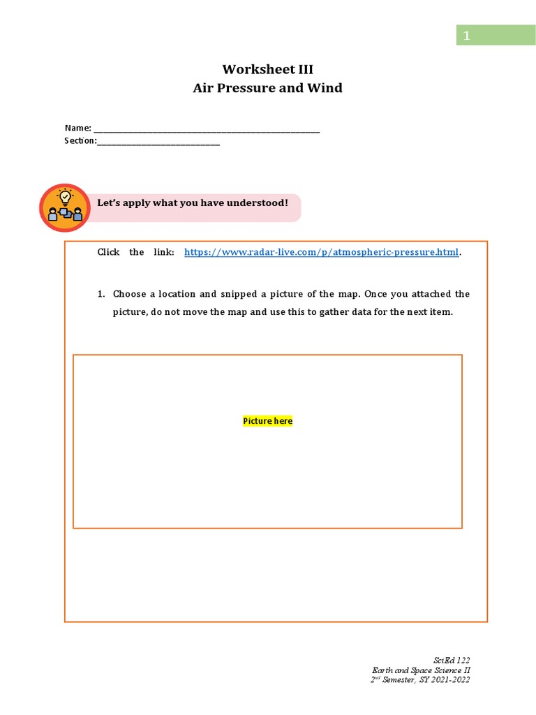 Air Pressure & Wind Worksheet | PDF | Atmospheric Circulation ...
