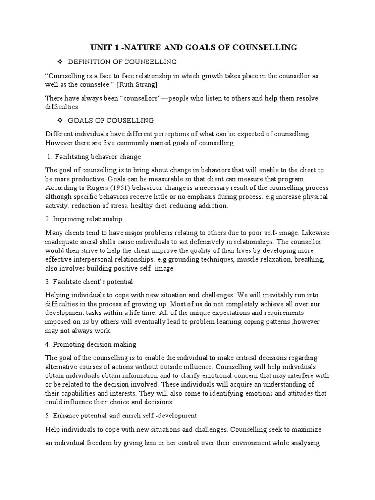 Co Unit 1 | PDF | Psychotherapy | Communication