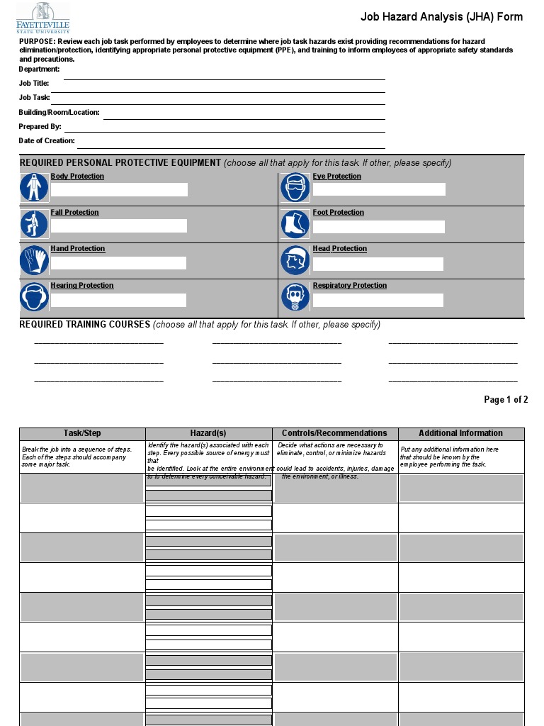 FSU JHA Template | PDF | Personal Protective Equipment | Hazards