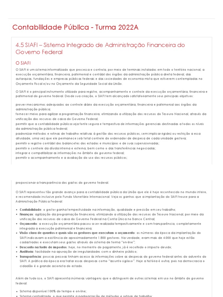 CP2022A - 4.5 SIAFI - Sistema Integrado de Administração Financeira Do ...