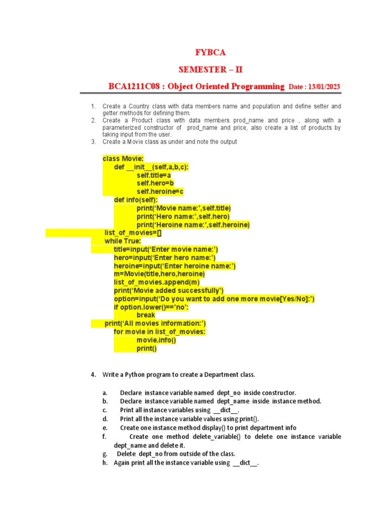 Assignment 2 Pdf Programming Constructor Object Oriented Programming
