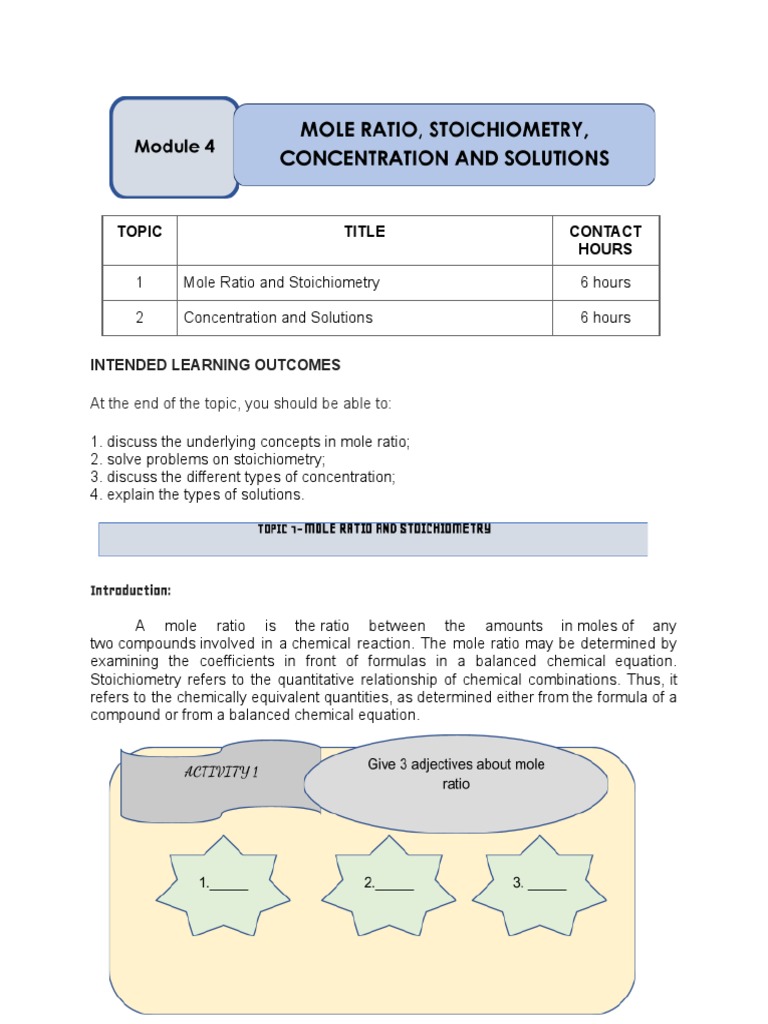 Chem 2-Module 4 Lecture | PDF | Solubility | Stoichiometry