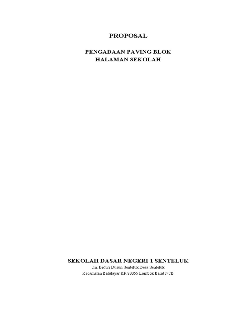 Contoh Proposal Pavingisasi Sekolah | PDF