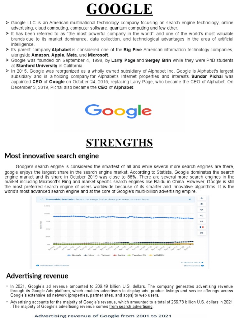 Google: Strengths, Weaknesses, and Opportunities | PDF | Alphabet Inc ...