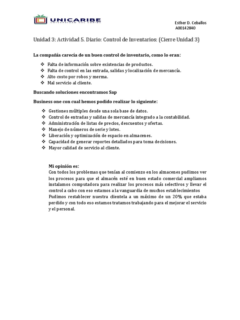 Cont.2 Unidad 3 Act.5 | PDF | Finanzas y dinero
