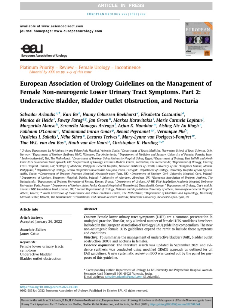 Female Urology: LUTS Management Guidelines | PDF | Urinary Incontinence ...
