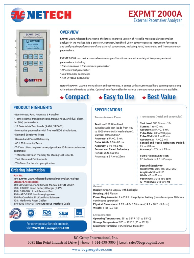 EXPMT 2000A External Pacemaker Analyzer | PDF | Artificial Cardiac ...