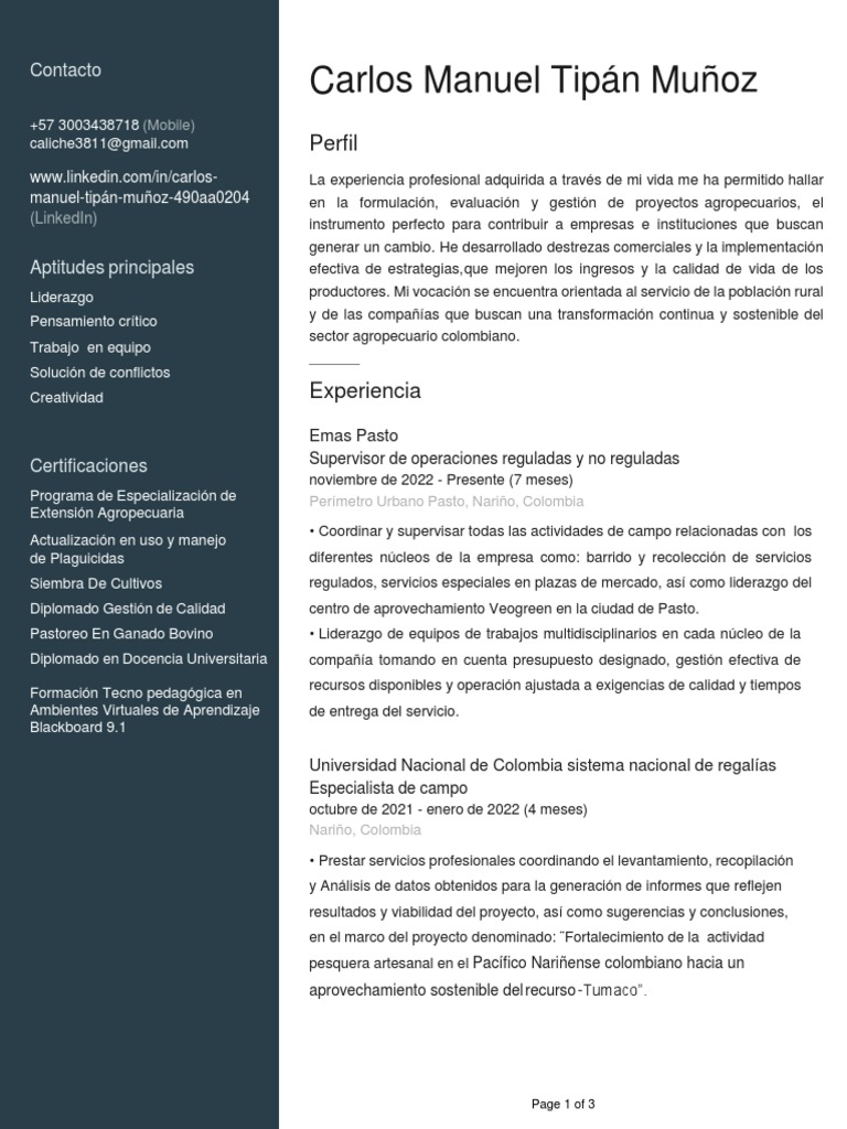 HV Carlos Tipan | PDF | Colombia