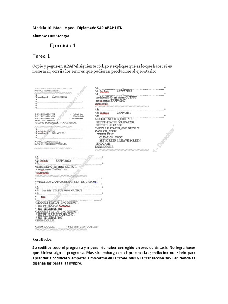 Ejercicios de Programación en ABAP | PDF | Tecnologías de la información | Ingeniería Informática