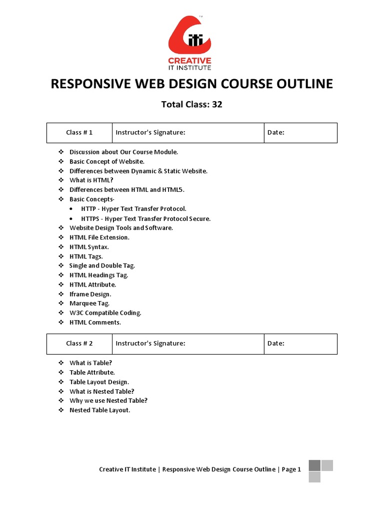 Responsive Web Design Course | PDF | Html Element | J Query