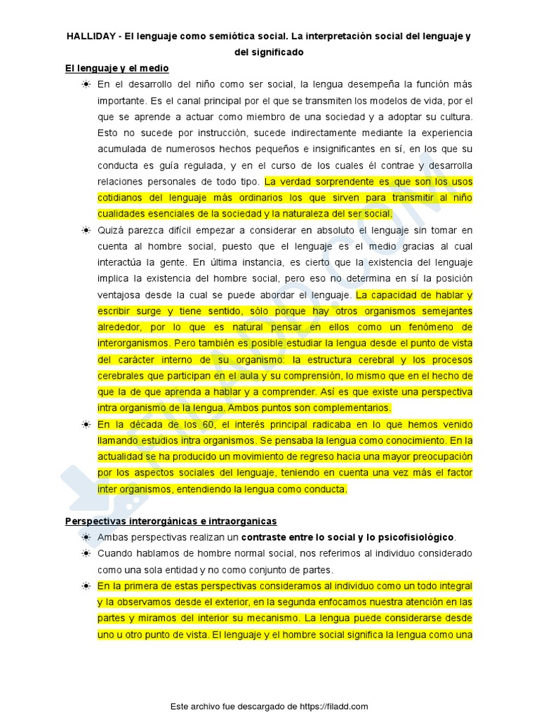 HALLIDAY - El Lenguaje Como Semiotica Social La Interpretacion Social Del Lenguaje y Del ...