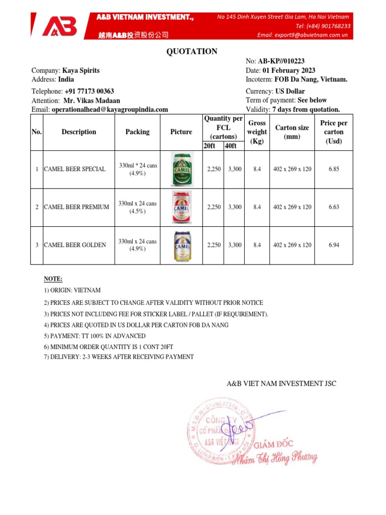 Camel Beer Pricing in Vietnam | PDF | International Finance | Market ...