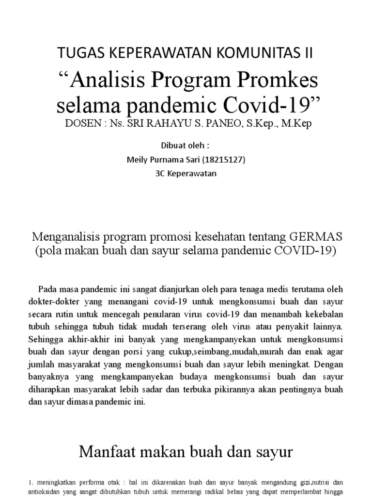 Analisis Program Promkes Selama Pandemic Covid-19 | PDF