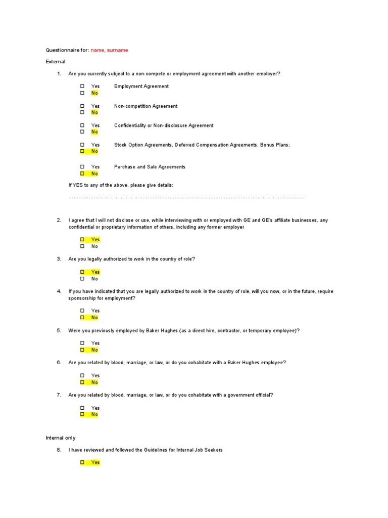 Questionnaire Copy Copy 1 | PDF | Career & Growth | Law