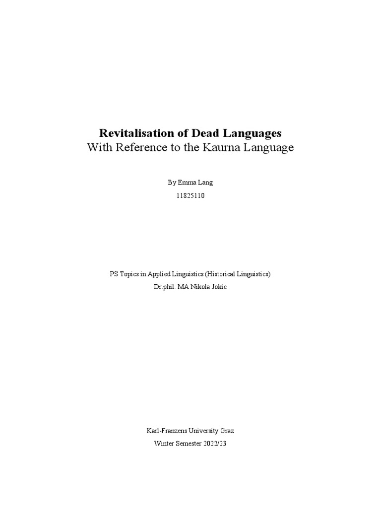 The Process of Language Revitalisation - Paper - LANG | PDF | Linguistics | Human Communication
