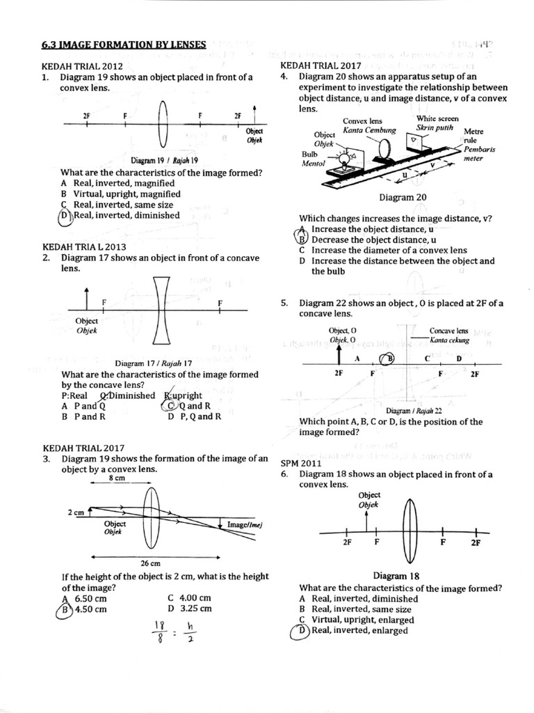 Physics Exercise - Image Formation by Lenses | PDF