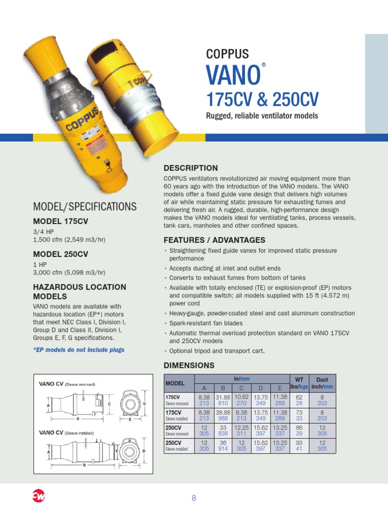 COPPUS Catalog 2020 Vano 175 and Vano 250 | PDF | Duct (Flow ...