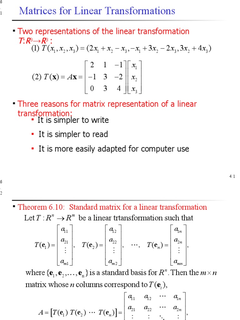 L6-L7-Matrices For Linear Transformations | PDF | Matrix (Mathematics) | Linear Map