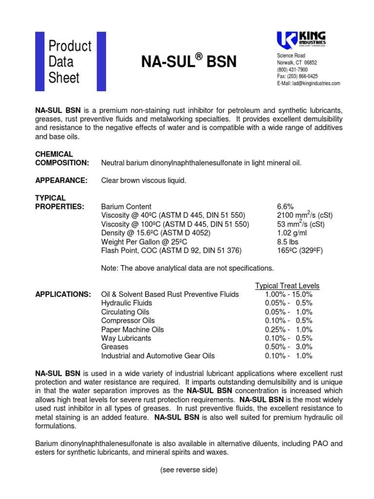 Na-Sul BSN PDS | Download Free PDF | Lubricant | Viscosity