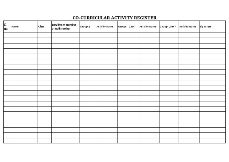 Co-Curricular Activity REGISTER | PDF