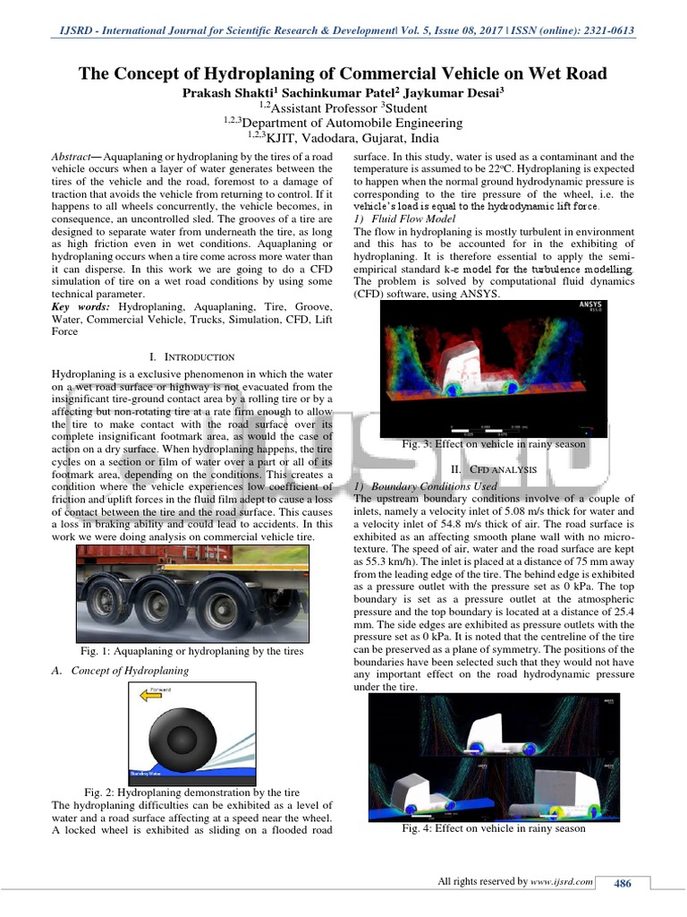 The Concept of Hydroplaning of Commercial Vehicle On Wet Road | PDF | Tire | Fluid Dynamics