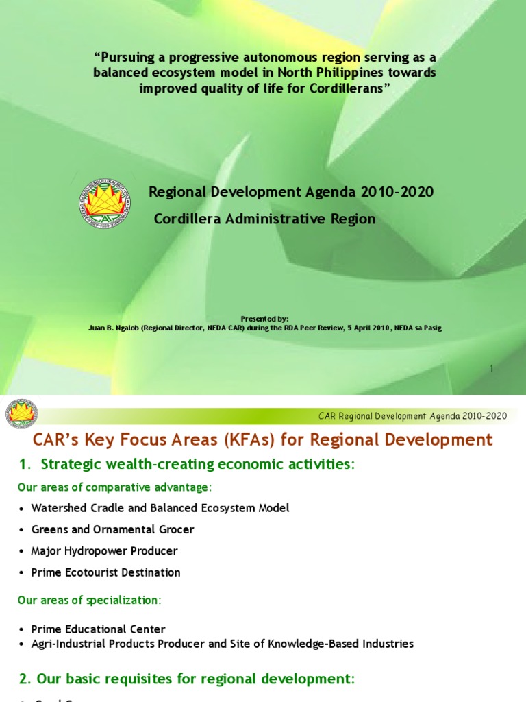CAR Regional Agenda | PDF | Natural Environment | Economies