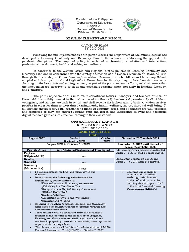 Catch Up Plan 2022-2023 | PDF | Literacy | Curriculum