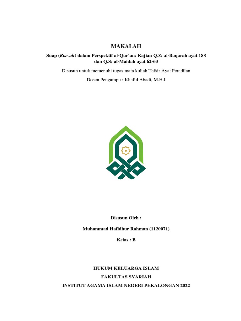 Makalah T. Ayat. Risywah (Suap) Kel.9 | PDF