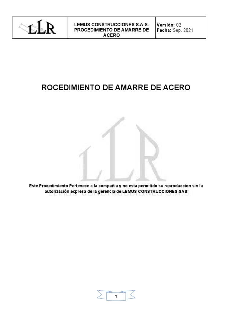 Procedimiento de Amarre de Acero | PDF | Acero | Viga (Estructura)